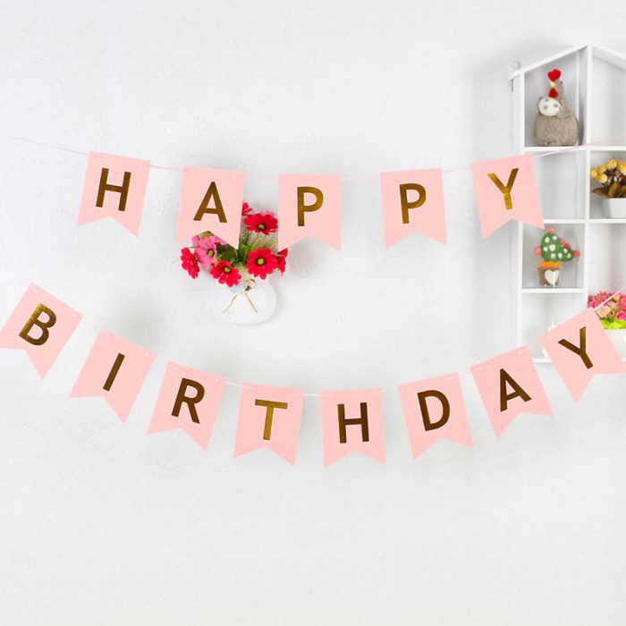 (PINK) HBD FLAG W STRING 17