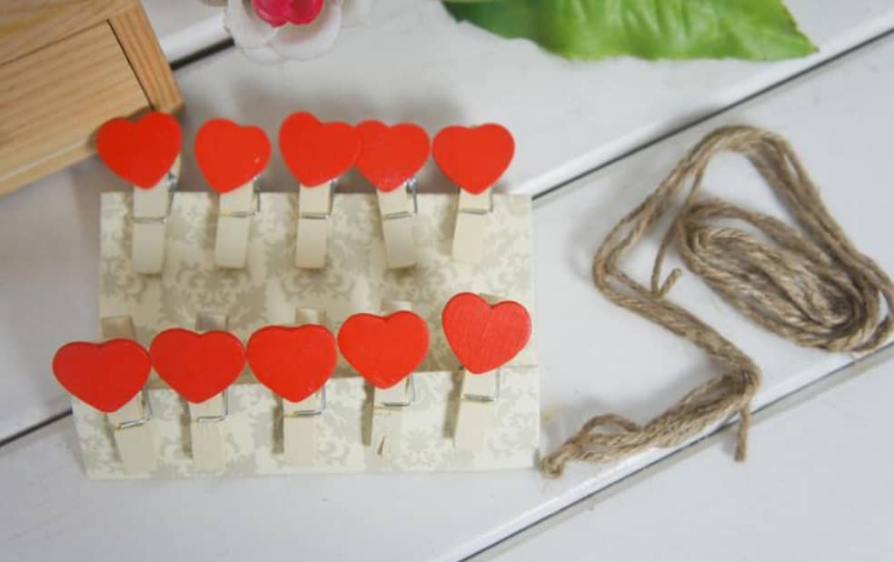 (10Pcs) Heart Pegs With String